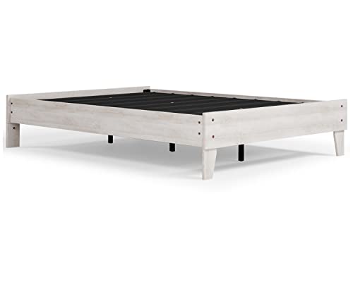 Signature Design by Ashley Shawburn Modern Farmhouse Platform Bed, Queen, Whitewash