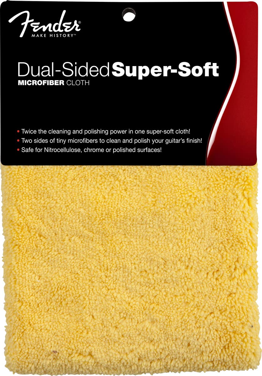 Fender Guitar Super Care Kit Bundle with Speed Stick String Cleaner, Custom Shop Deluxe Guitar Care System 4 Pack, Super-Soft Dual-Sided Microfiber Cloth, and Fender Factory Microfiber Cloth