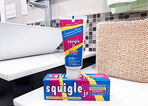 Squigle Jr Toothpaste (for Infants, Toddlers), Travel Toothpaste, Prevents Cavities, Canker Sores, Chapped Lips. Soothes, Protects Dry Mouths. Stops Tooth Sensitivity, No SLS - 1 Pack