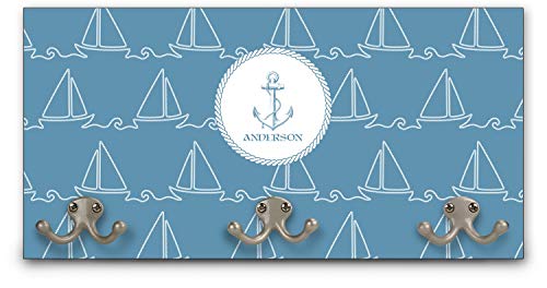 YouCustomizeIt Rope Sail Boats Wall Mounted Coat Rack (Personalized)