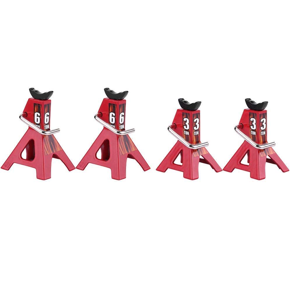 Rc Car Jack Stands Toy, 4Pcs 1/10 Scale High Simulation 6 Ton 3 Ton Toy Cars Stands Metal Jack Stand Rc Crawler Car Stands Model for D90 Wraith Scx10 1/10 Rc Crawler Accessories