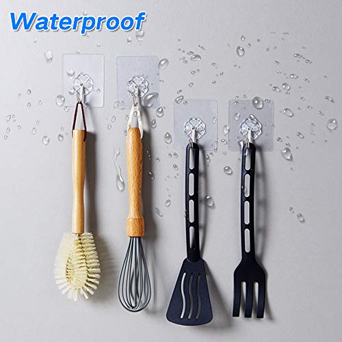 ZCgel Adhesive Wall Hooks - 10 Pack Heavy Duty 15lb(Max, Transparent Removable Utility Hooks Waterproof Sticky Hooks for Hanging Decoration Bedroom Bathroom Kitchen Garage
