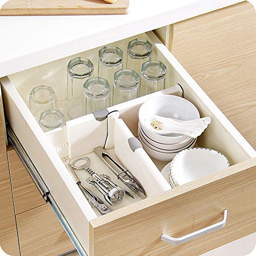 Xavnia Drawer Divider Organizers 6 Pack, Adjustable Separators High Expandable from 11-17 Inches for Bedroom, Closet, Baby Drawer, Office Desk, Kitchen Storage