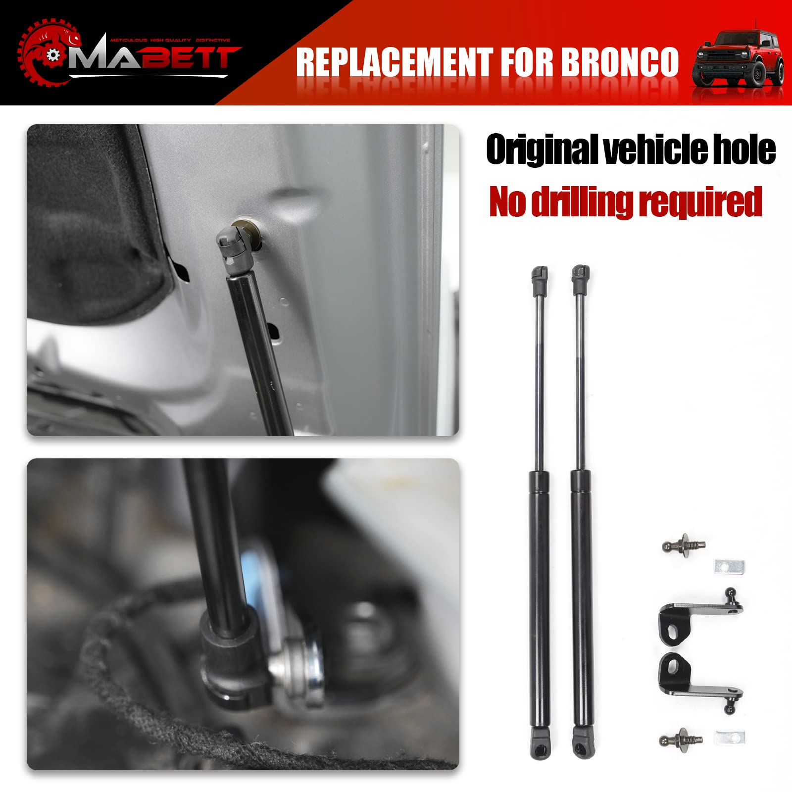 Mabett for Ford Bronco Accessories 2021 Hood Lift Supports Shock Struts Gas Springs Shocks