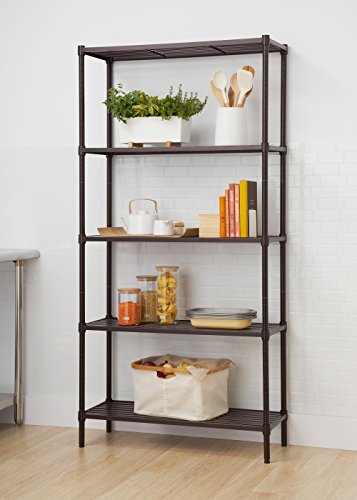 TRINITY Slat Style 5-Tier Adjustable Shelving, Metal Standing Shelf for Commercial or Residential Use in Kitchen,Bathroom,Laundry Room or Office, 1750 Pound Capacity, 36”W by 14”D by 72”H, Dark Bronze