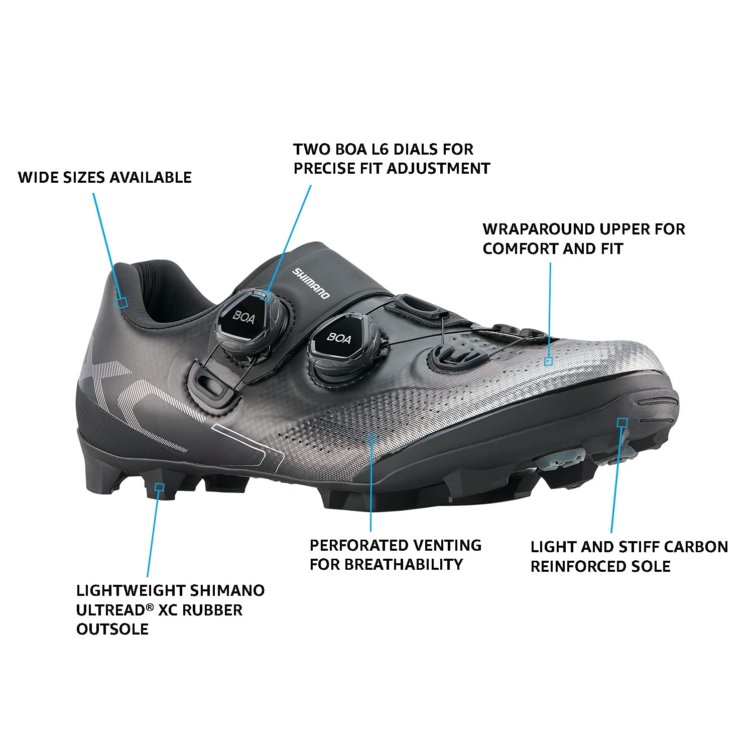 SHIMANO SH-XC702 Competition-Level Men's Off-Road Racing Shoe, Black, 11.5-12