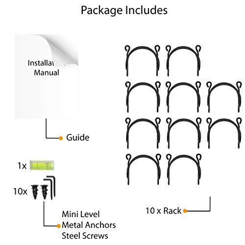 Wallniture Moduwine Wine Rack Wall Mount, Farmhouse Wall Decor Kitchen Storage Rack, Curved Finish, Set of 10