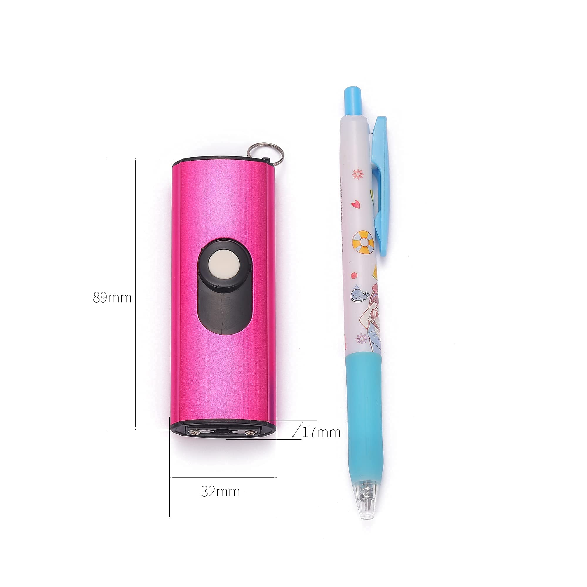 show ji 100,000 Volts Miniature Keychain Stun Gun for Women's Self-Defense, Rechargeable with LED Torch,Pink