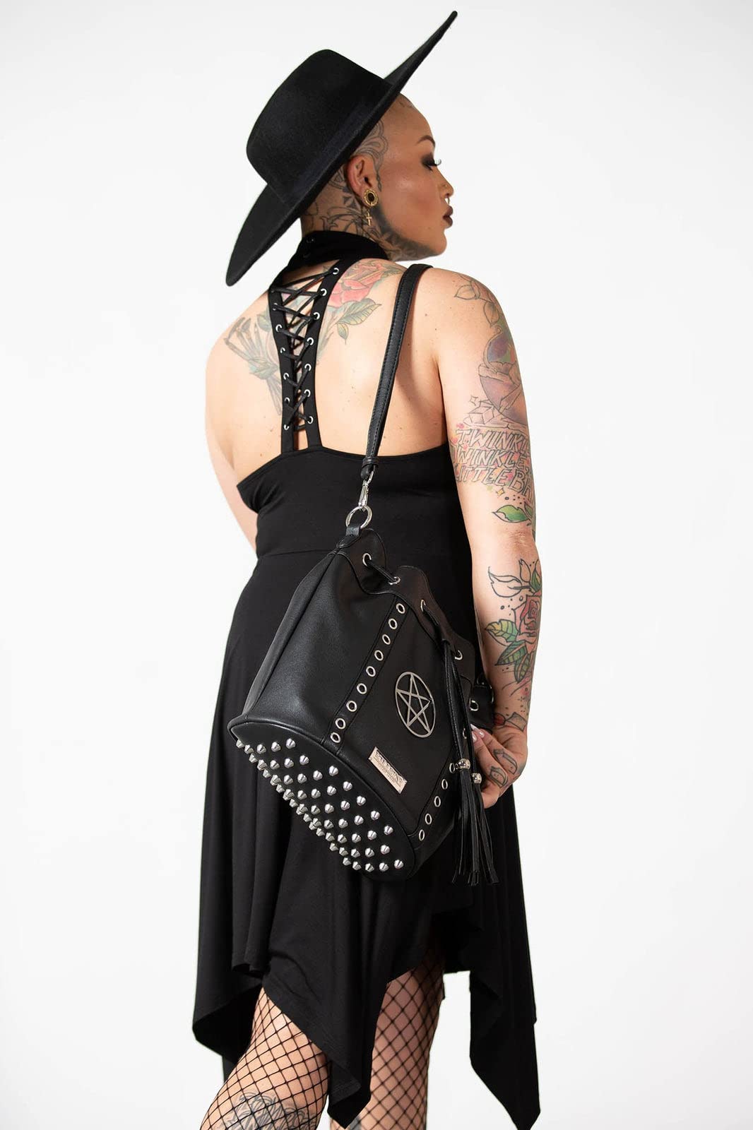 Killstar Sweet Terror Pentagram Studded Bucket Bag Crossbody Purse