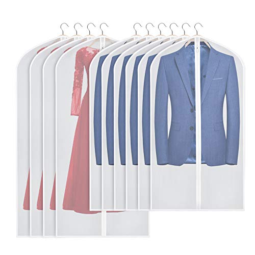 Univivi Hanging Garment Bags10Pack Clear Dress Bags Clothes Bag Covers for Coat Gown Suit