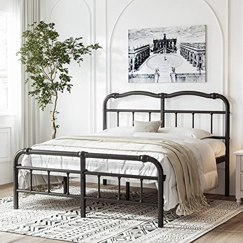 VTWAZAST King Size Bed Frame with Headboard and Footboard,14 Inch High, Maxium 3500lbs Support for Mattress, No Box Spring Needed, Easy Assembly,Non-Slip, Noise-Free, Black