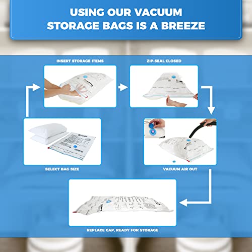 Vacwel 3-Pack XXL - Vacuum Storage Bags - Space Saver Bags for Clothes Storage β XL Comforters - Mattress Topper - Blanket Storage β Vacuum Sealer Bags β Ziplock Sealed - 3x XXL Bags (47x35in) - Bonus 1x Large Bag (32x21in)