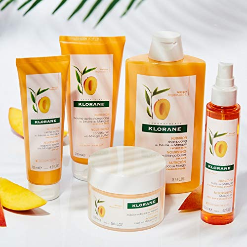 Klorane Nourishing Leave-in Cream with Mango Butter, Moisturize, Hydrate and Smoothe Dry Hair, Paraben, Silicone, Sulfate Free, 4.2 oz.