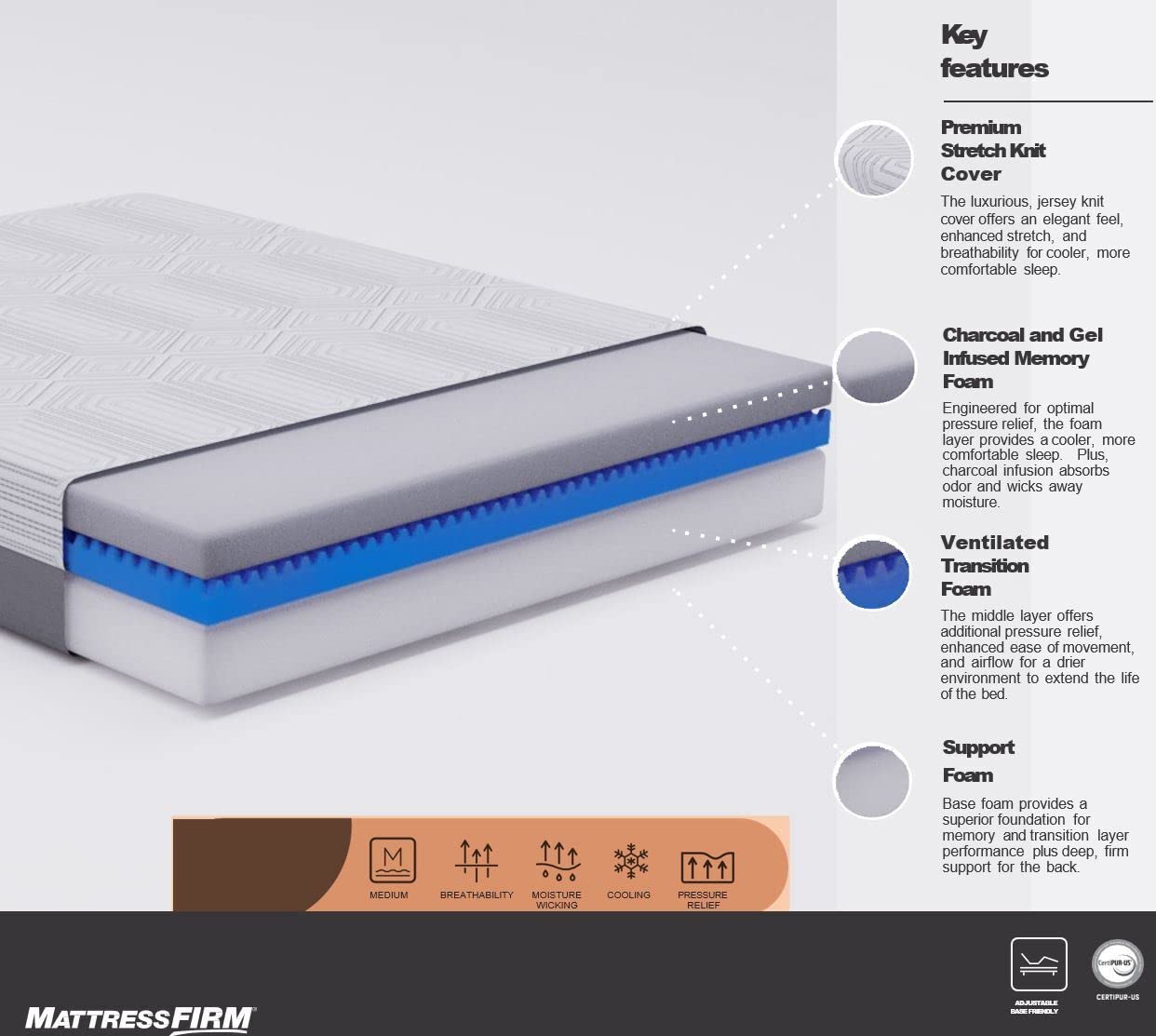 Tulo 10" Gel and Charcoal Infused Mattress in a Box | Memory Foam | Medium Comfort | King Size