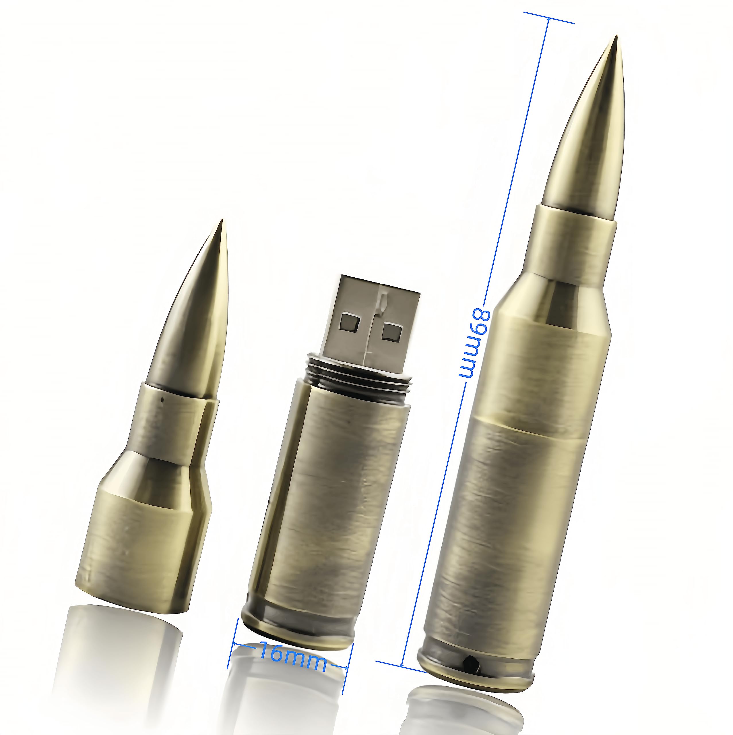 WooTeck 64GB Metal Shining Bullet USB Flash Drive Memory Stick with Keychain,Bronze
