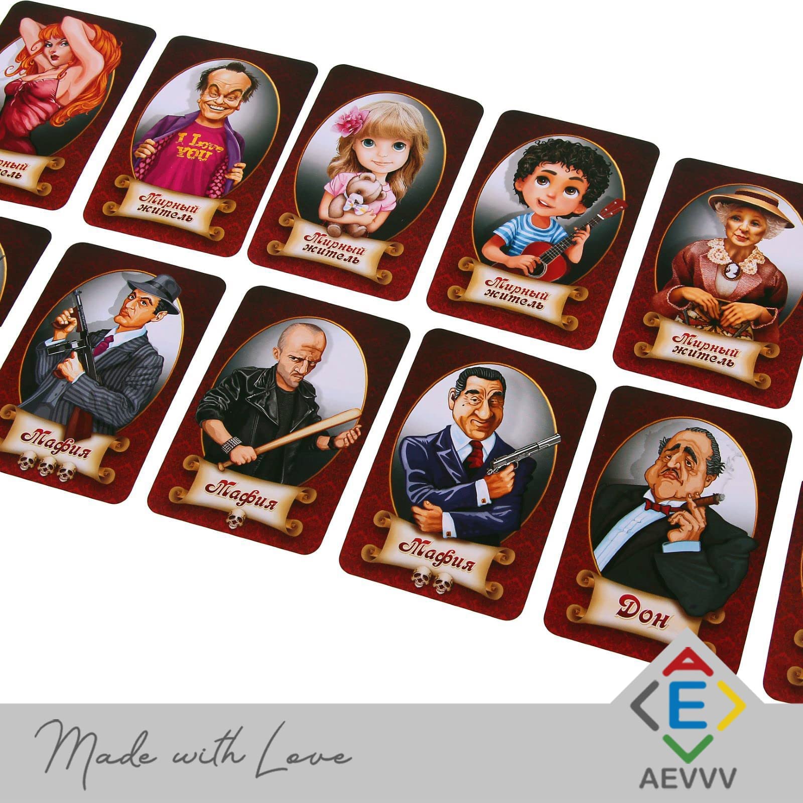 Mafia Game Set Cards in Russian Party Game for Company Board Games for Adults Playing 15 and Up