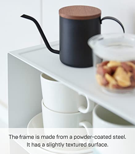 Yamazaki Home Tower Stackable Alloy Steel Kitchen Rack – Storage Organizer Counter Shelf White Small