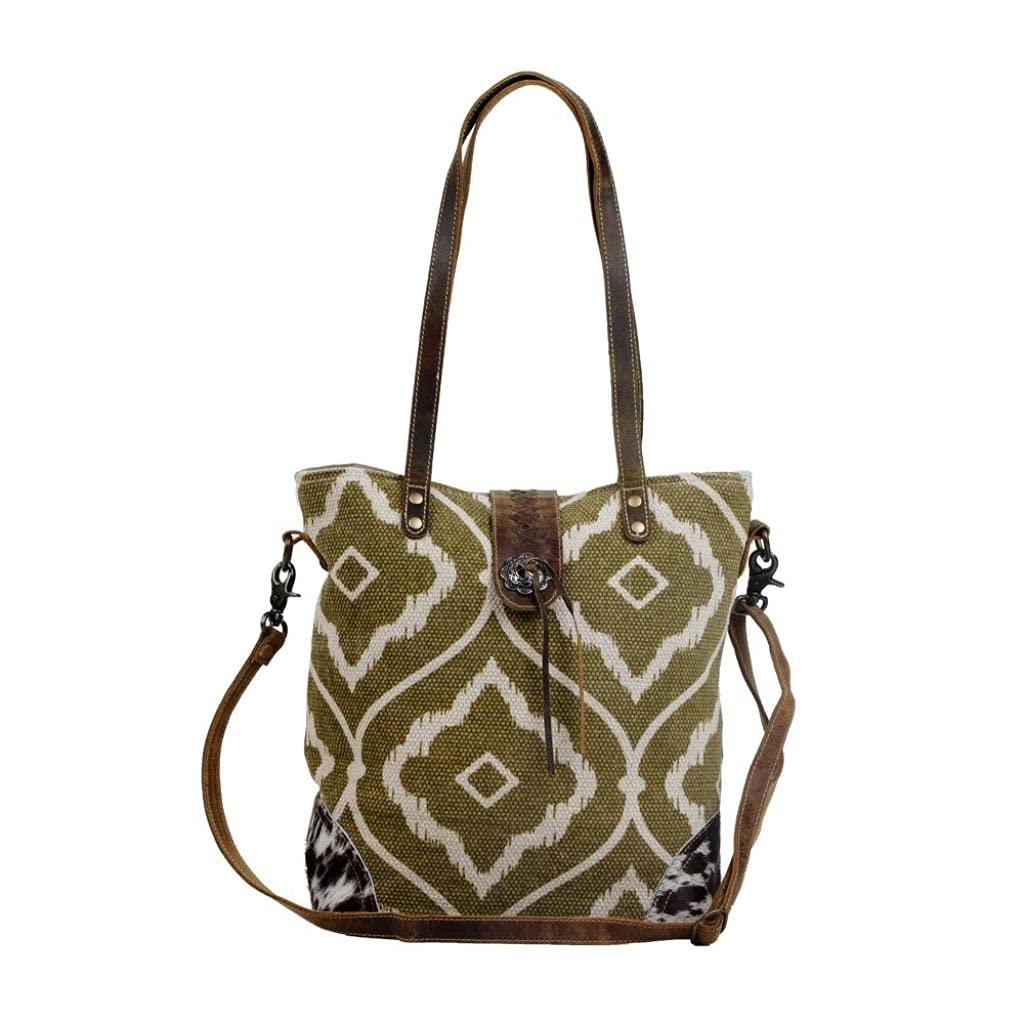 Myra Bag Aesthetic Shoulder Bag Upcycled Cotton & Leather S-2809