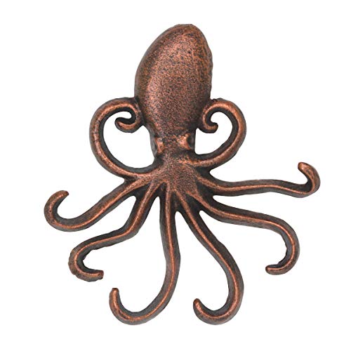 Stonebriar Cast Iron Octopus Decorative Wall Hook, Unique Nautical Design, Multiple Hooks , Bronze