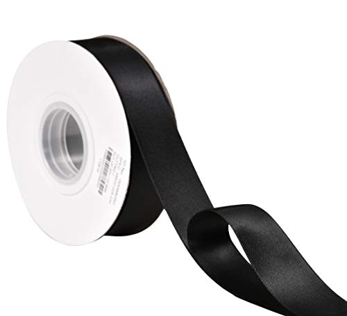 YAMA Double Face Satin Ribbon - 1 inch 25 Yards for Gift Package Wrapping,Floral Design,Hair Accessories,Crafting,Sewing,Wedding Decor, Black