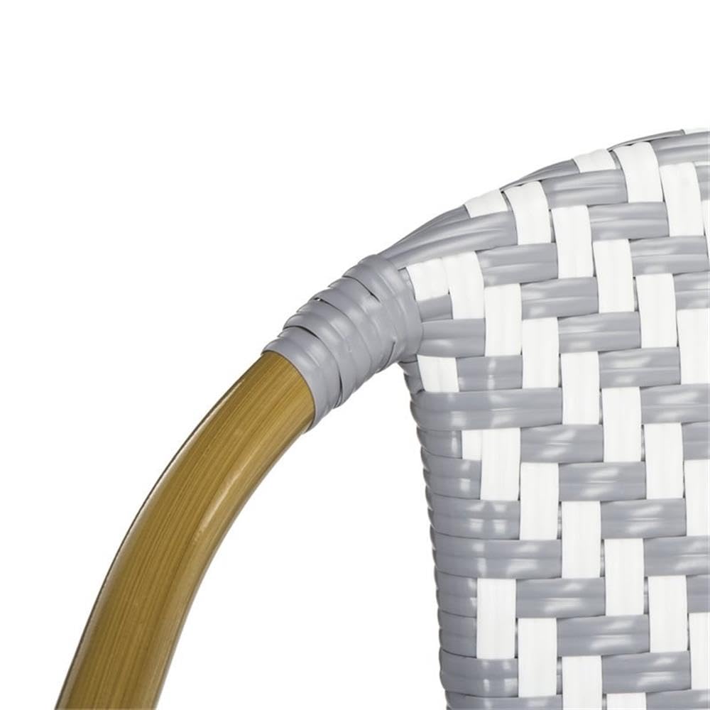 SAFAVIEH PAT4016A Outdoor Collection Dandra Navy and White Herringbone Rattan Settee