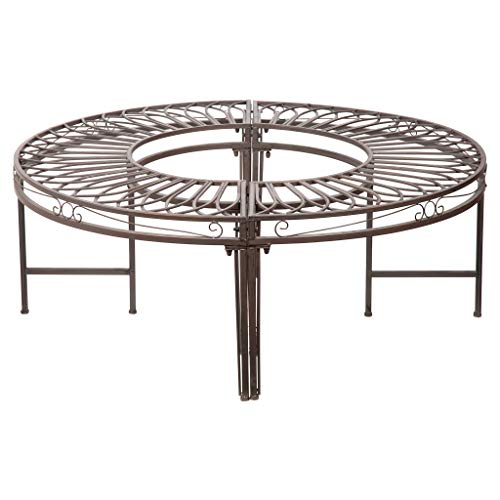 Design Toscano ZJ12063 Roundabout Circular Garden Tree Bench Seat, 47 Inch, Grey
