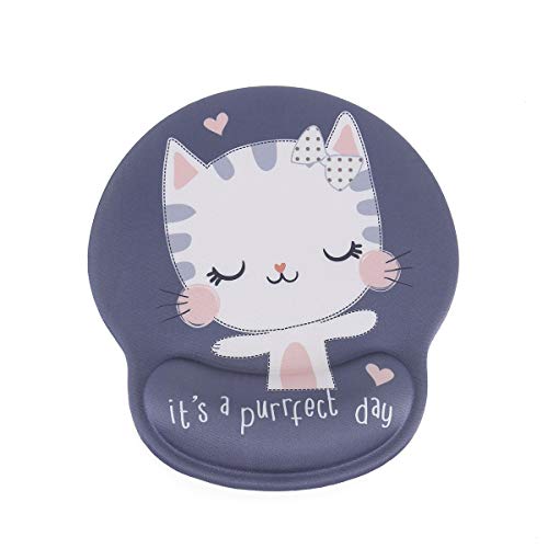 RICHEN Keyboard Wrist Rest and Mouse Pad with Wrist Support, Memory Foam Set for Computer/Laptop/Mac,Gaming and Office, Durable & Comfortable & Lightweight for Easy Typing & Pain Relief (Cute Cat)