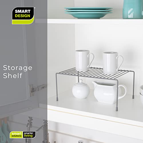 Smart Design Classic Storage Shelf – Medium (8.5 x 13.25 in.), Charcoal Gray – Steel Pantry Organizer with Rust-Resistant Finish and Non-Slip Feet for Easy Home Organization and Storage