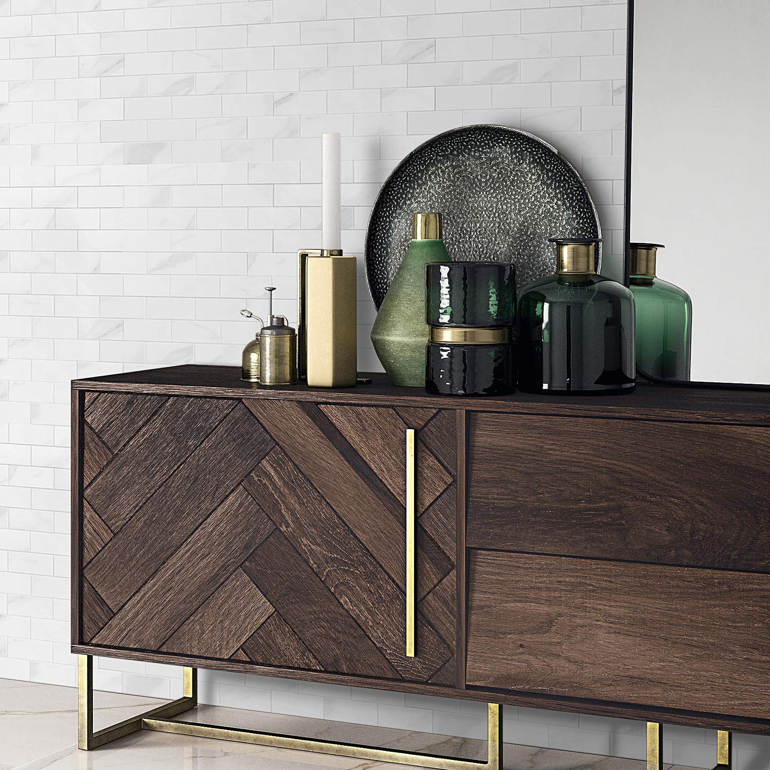 Luxe Core Subway Calacatta 11.81 in. x 11.81 in. SPC Peel and Stick Kitchen, Bathroom, Backsplash Tile (0.96 Sq. Ft. / Sheet)