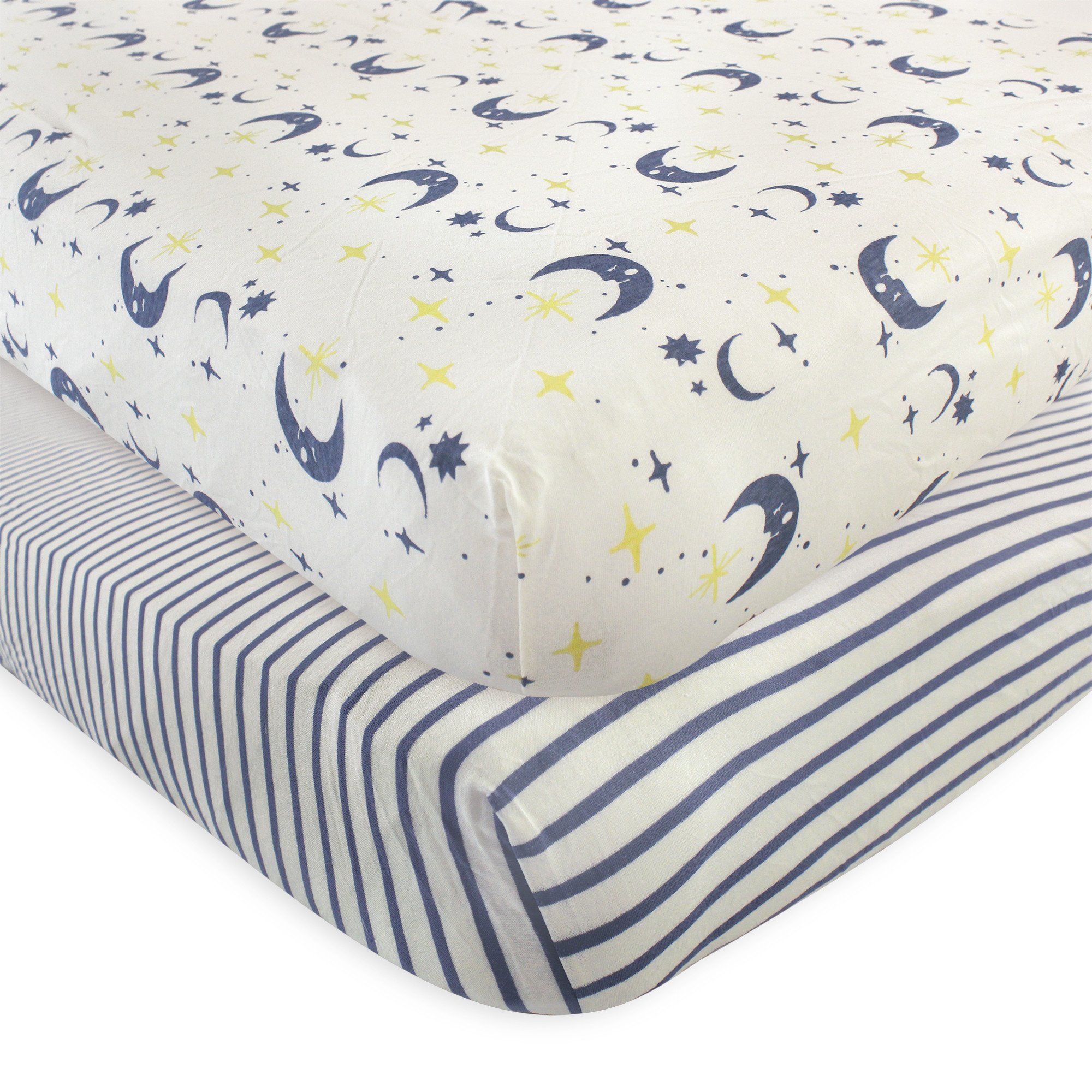 Touched by Nature Unisex Baby and Toddler Organic Cotton Crib Sheet, Moon, One Size
