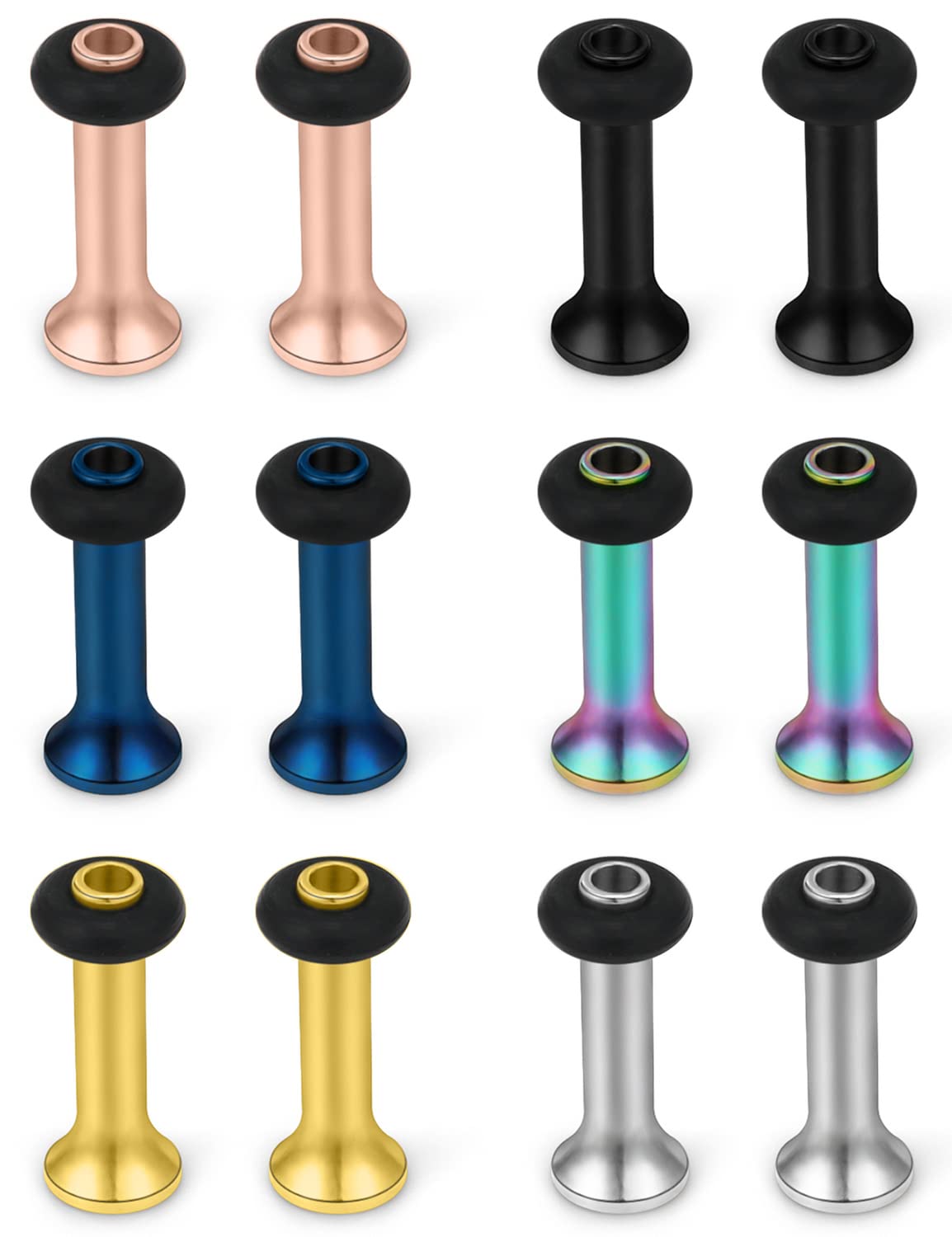 Vsnnsns 10G 316L Surgical Stainless Steel Ear Gauges Tunnel Plug Earrings Expander Stretcher Piercings Jewelry for Women Men 6 Pairs 10 Gauge 2.5mm