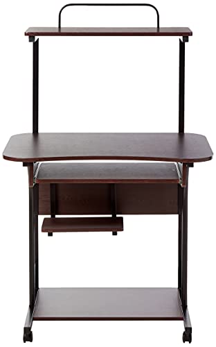 Target Marketing Systems Mobile Computer Home Office, Modern Writing Desk with Bookshelf, PC Laptop Study Table Workstation, Espresso