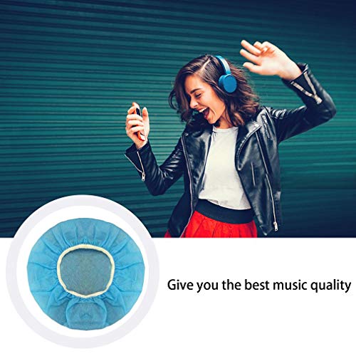 Tvoip 100Pcs Blue Non-Woven Sanitary Headphone Ear Cover, Disposable Super Stretch Covers Washable, for Most On Ear Headphones Earpads ( 9cm / 3.54 Inch)