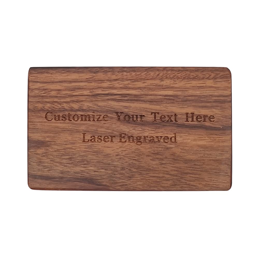MOJIA Personalized Engraved Wood Wallet Insert Card for Men Women, Custom Wallet Cards for Husband from Wife, Mini Love Note, Boyfriend Deployment Gift (Red wood)