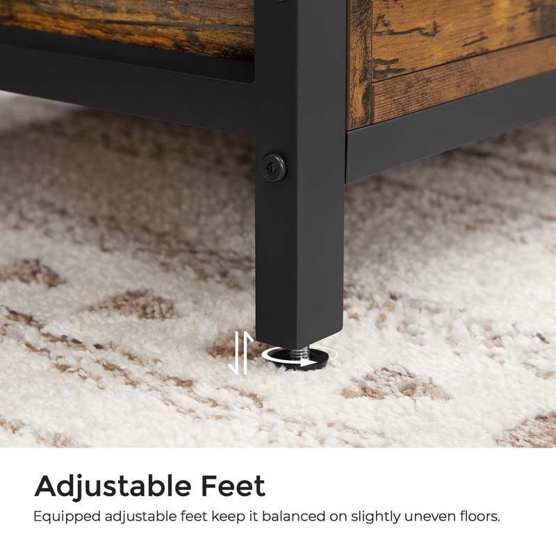 VASAGLE Entryway Storage Bench, Flip Top Ottoman and Trunk with Padded Seat, Bed End Stool, Supports 198 lb, 31.5”L x 15.7”W x 19.7”H (80 x 40 x 50 cm), Rustic Brown + Black