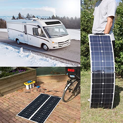 Solar Panel 200W Flexible Solar Panel Kit Monocrystalline Off Grid Module, Outdoor Travel Charger, Two Pieces Portable Solar Panels for Home Outdoor Rv Car with 40A Controller