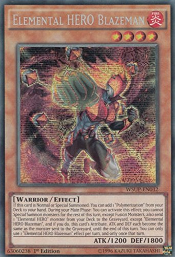 Yugioh WSUP-EN032 Elemental HERO Blazeman 1st Edition Secret Rare .HN#GG_634T6344 G134548TY53418
