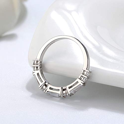 Ginger Lyne Collection Baguette Round CZ Sterling Silver Bridal Anniversary Wedding Band Ring