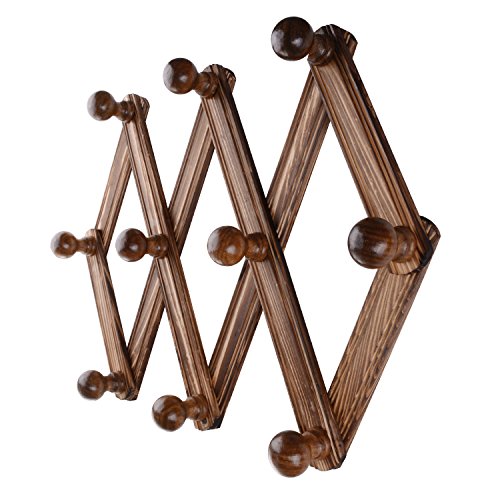 Wooden Expandable Coat Rack,Wall Mounted Hanging Hat/Scarf/Jewelry Hanger for Entrance,Bedroom,Living Room,Utility Hooks Home Decor 10 Hook/Set