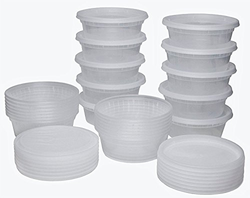 Mr. Miracle Deli Containers with Lids - 15 Pack of 8 oz Clear Airtight Reusable Plastic Food and Multi-Purpose Containers - Microwave, Freezer, and Dishwasher Safe