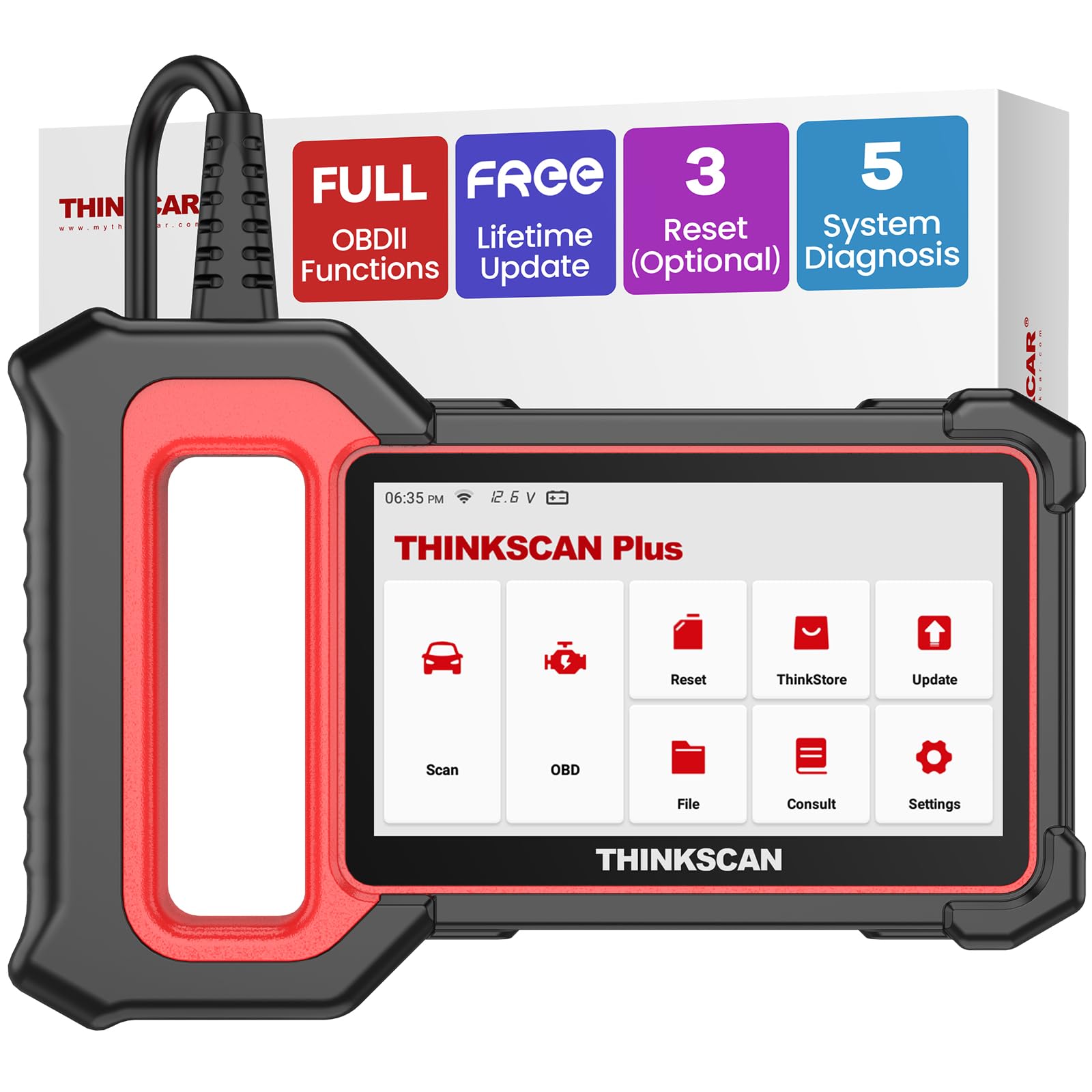 THINKOBD 100 OBD2 Scanner OBD2/EOBD Car Code Reader with Full OBD2 Functions, Universal Automotive Engine Light Check Scan Tool for Check Engine Light/O2 Sensor/EVAP System/Smog Tests