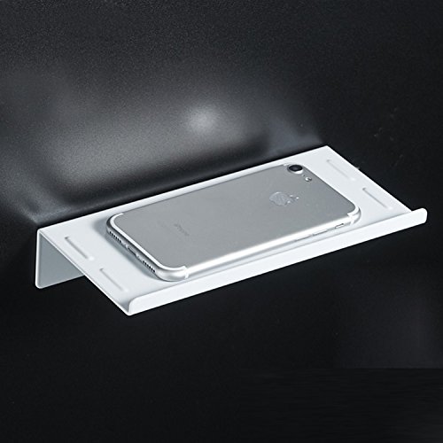Wellsum Wall Mount Carbon Steel Phone Holder Phone Shelf Anti-Slip Style for Bathroom