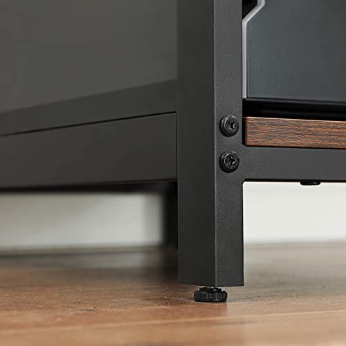 VASAGLE ALINRU Computer Desk, 47.2-Inch Wide Home Office Desk for Study, Writing Desk with 2 Shelves on Left or Right, Steel Frame, Industrial, Rustic Brown and Black ULWD47X