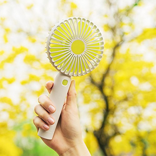 Swiss Crafts SWISSCRAFTS Portable Mini Handheld Fan, USB Rechargeable Personal Fan with Base, 3 Step Speed, 5 Blades, High Compatibility Mini Fan for Office, Outdoor, Camping, Beach(2 Set, Pink)
