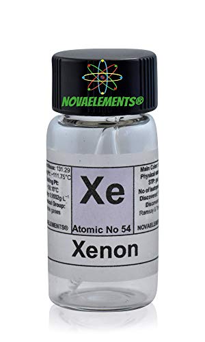Xenon Element 54 Xe, 99.9% Pure Sample in Mini ampoule and Labeled Glass ampoule