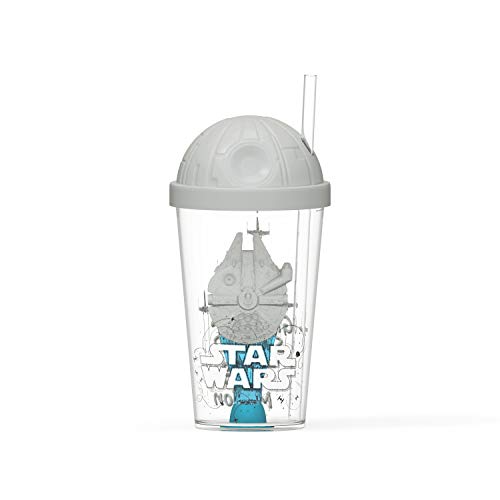 Zak Designs Star Wars Ep4 22oz Sculpt Tumbler, Made of Durable Plastic, Unique Novelty Treasure Cup (SW Episode IV Movie Millennium Falcon, BPA-Free)