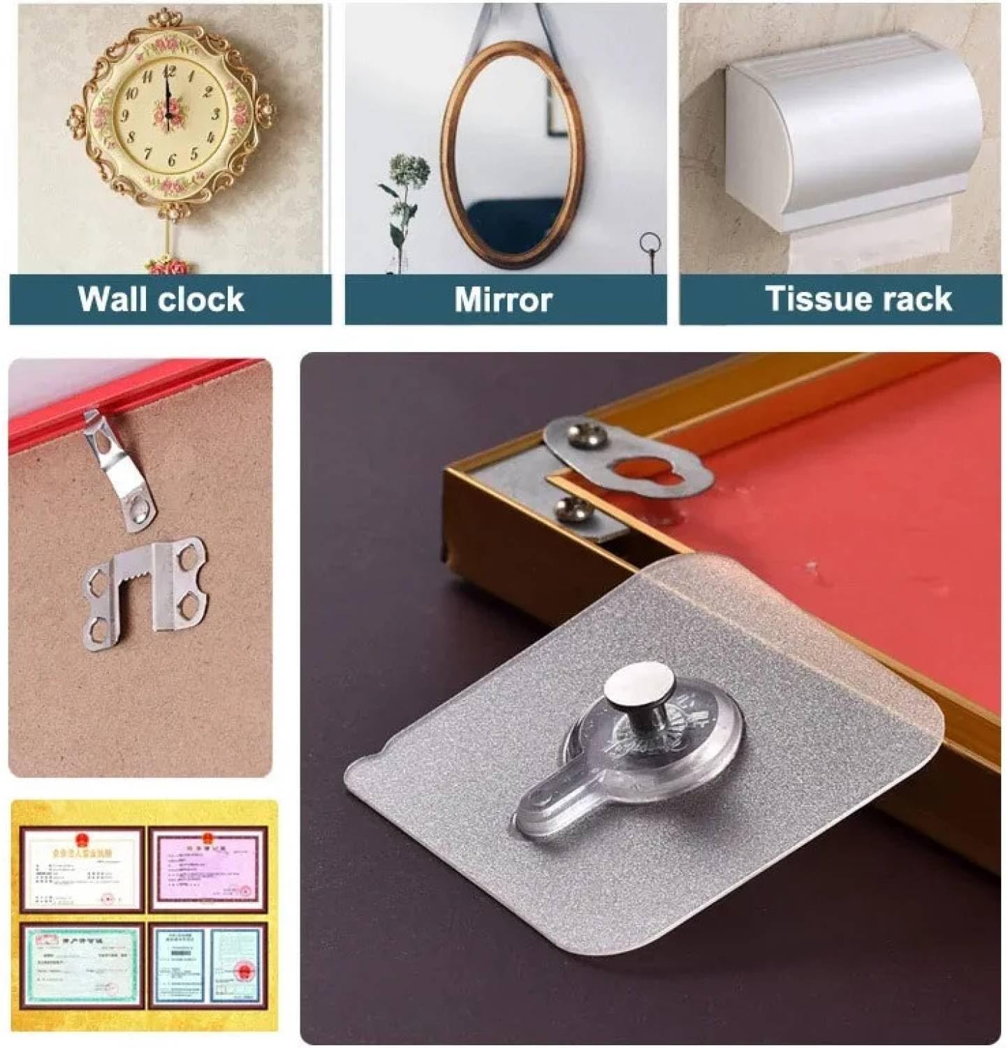 VESTURA Adhesive Wall Hooks for Wall Without Drilling, Self Adhesive Hooks for Wall Heavy Duty Strong Nail Free for Hanging Photo Frame, Wall Clock, Kitchen Accessories Items(Round Hook - 15)