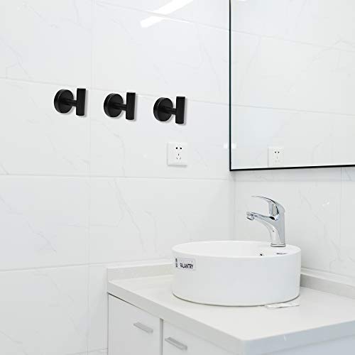 Wall Towel Hooks Bathroom Hook Matte Black Robe Coat Hooks SUS 304 Stainless Steel Heavy Duty Door Hanger Clothes Cabinet Closet Sponges Hook for Bathroom Bedroom Kitchen Hotel Pool 3 Packs