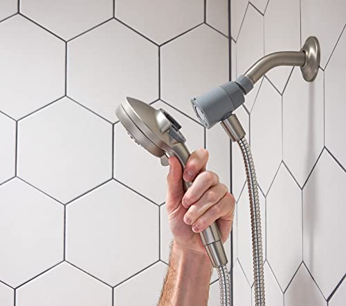 Moen Engage Magnetix Spot Resist Brushed Nickel 3.5-Inch Six-Function Eco-Performance Handheld Showerhead with Magnetic Docking System for Bathroom Shower, 26100SRN