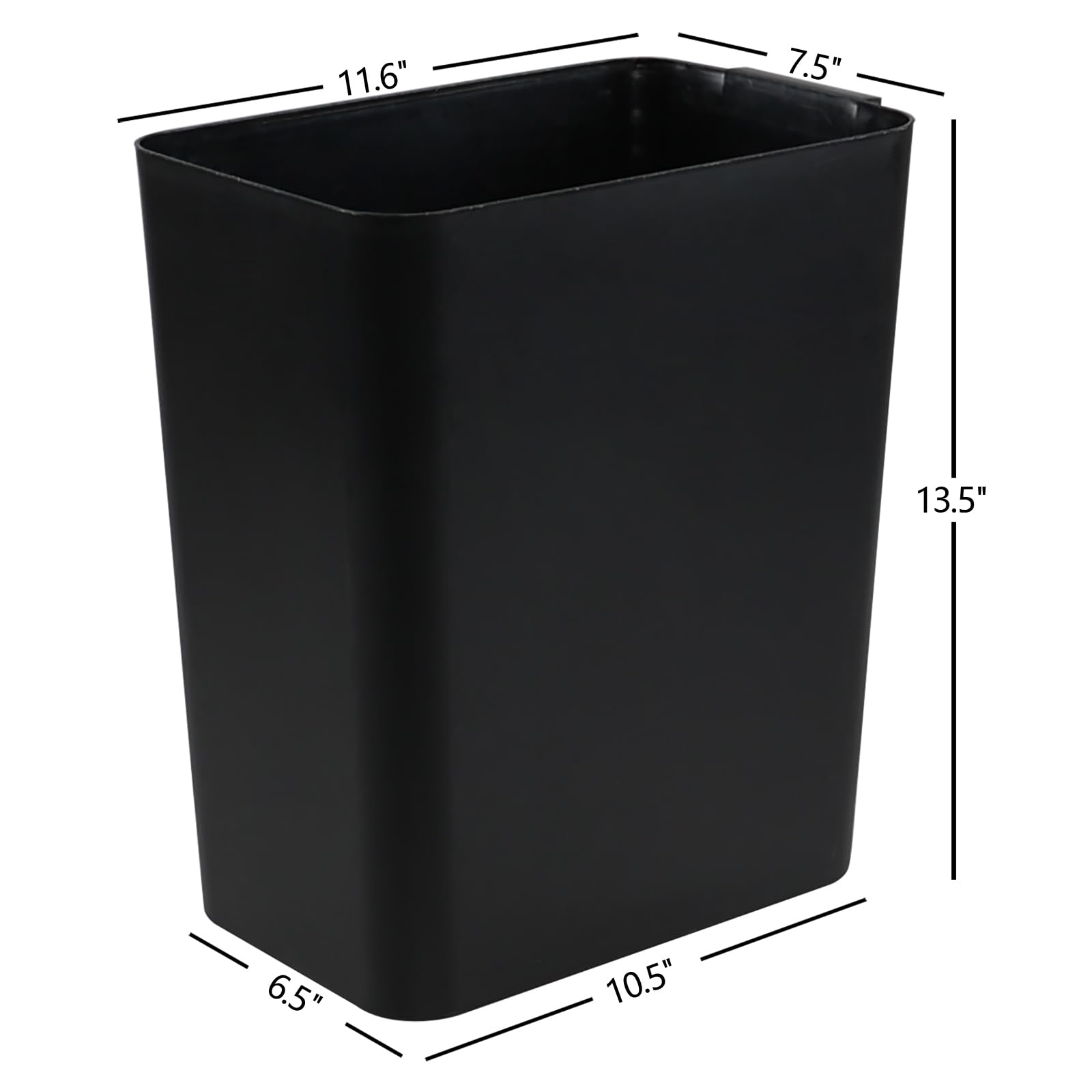 Leendines 3-Pack 4.5 Gallon Plastic Open-Top Trash Can, Black Garbage Can Wasterbasket